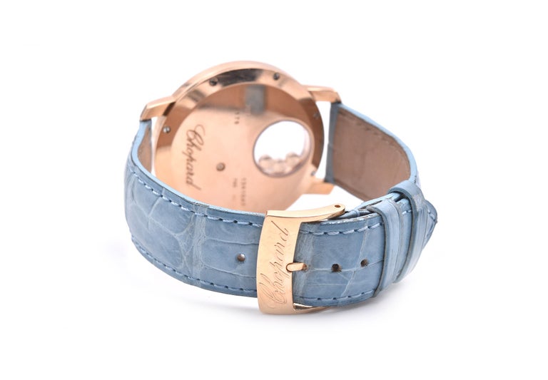 Chopard 18k Rose Gold Happy Sun with Blue Mop Dial Watch Ref ...