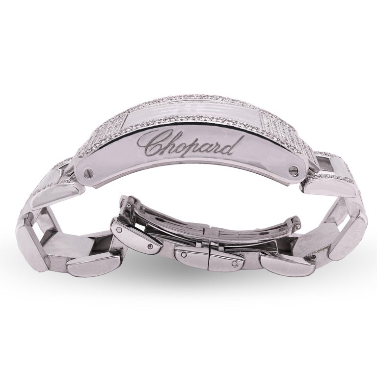 Chopard 18K White Gold All Diamond Set Large Face Quartz Wristwatch For ...
