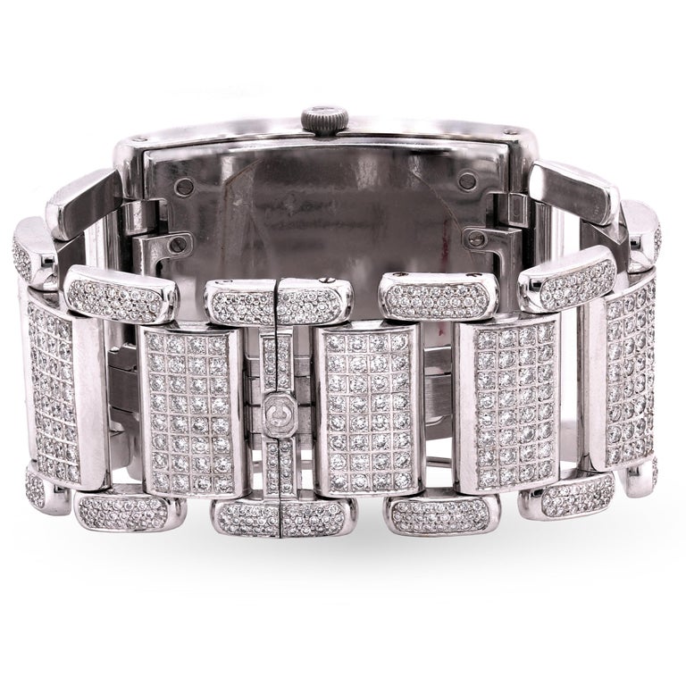 Chopard 18K White Gold All Diamond Set Large Face Quartz Wristwatch For ...