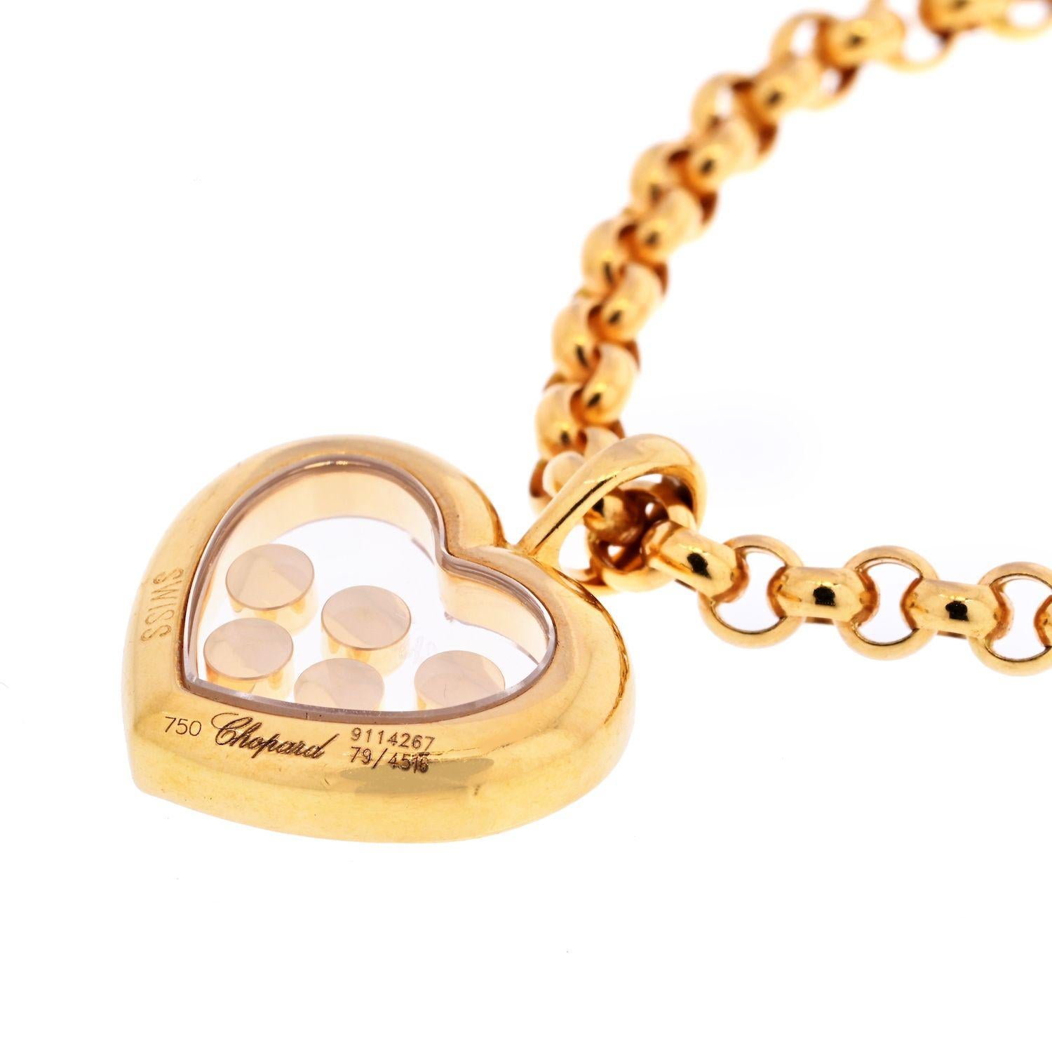 Chopard 18K Yellow Gold 5 Floating Diamond Heart Necklace at 1stDibs