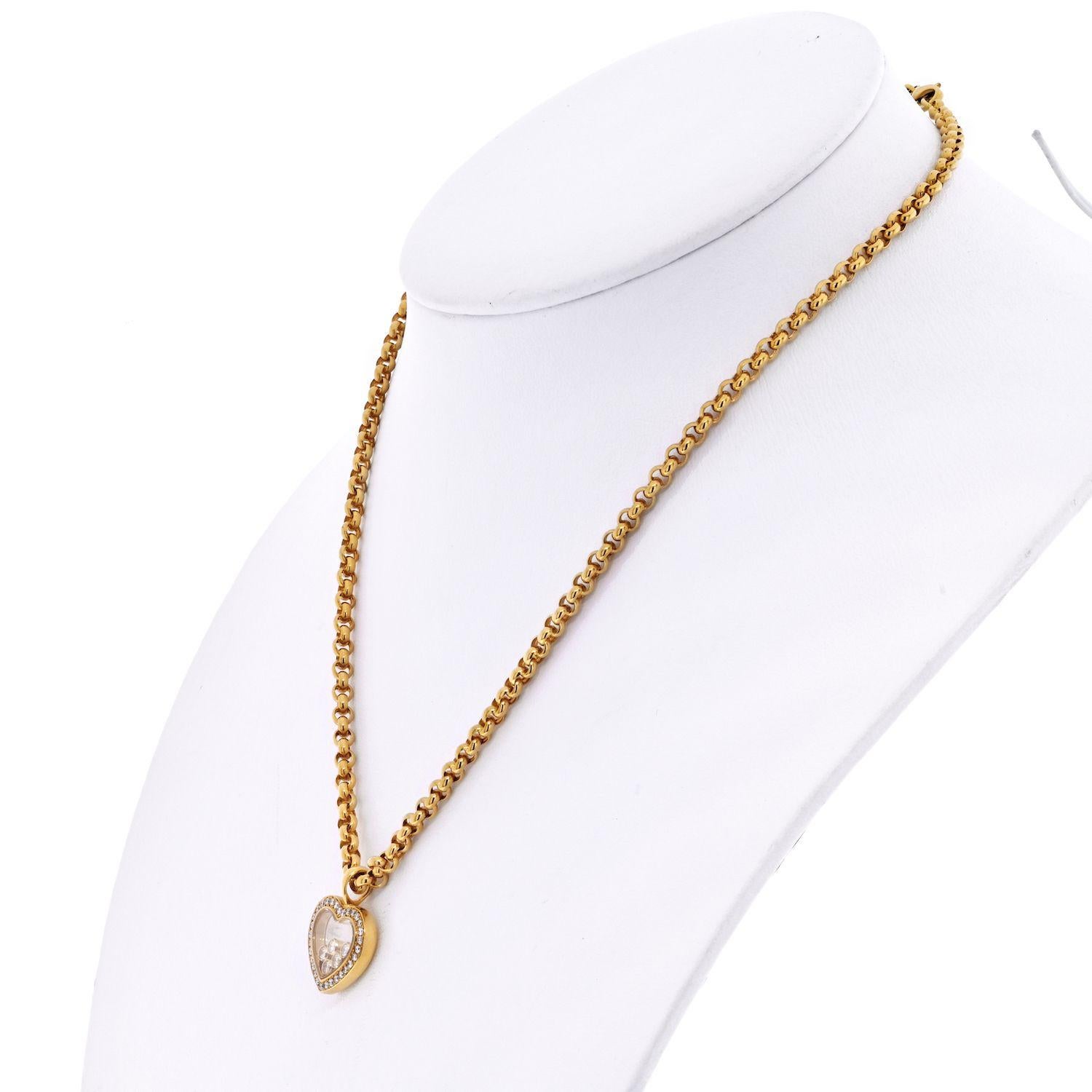 Chopard 18K Yellow Gold 5 Floating Diamond Heart Necklace at 1stDibs