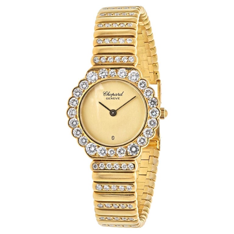 Chopard 18K Yellow Gold Diamond Bezel Vintage Cocktail Ladies ...