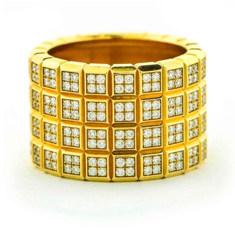 Chopard 18 Karat Yellow Gold Diamond Ice Cube Band Ring For Sale at 1stDibs