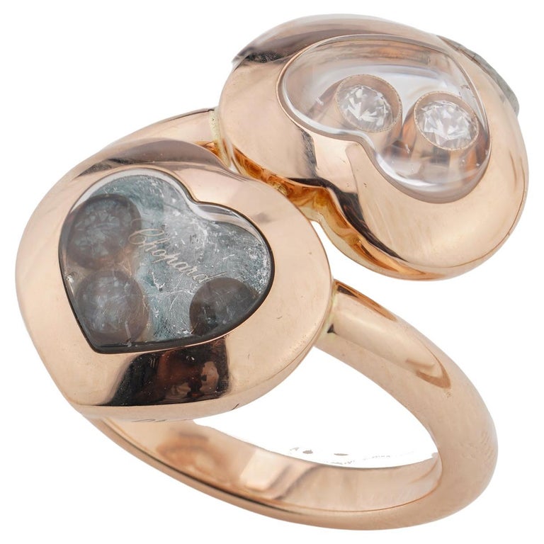 Chopard 18kt. Pink Gold Happy Diamonds Two Hearts Ring - En vente sur ...