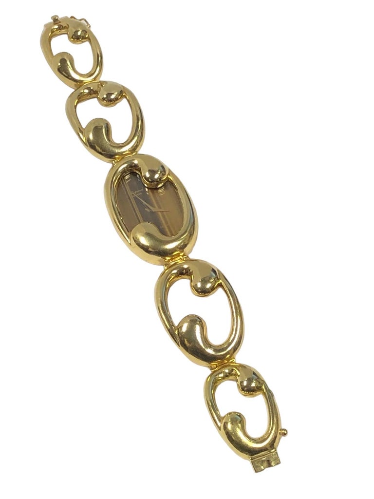Chopard 1980s Large and Heavy Yellow Gold and Tigers Eye Bracelet Wrist ...