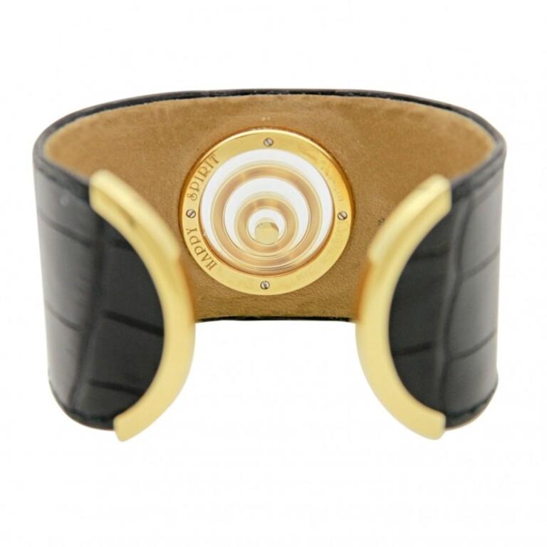 Chopard Armspange Model 'Happy Spirit' in Gold 18k, with Black Leather ...