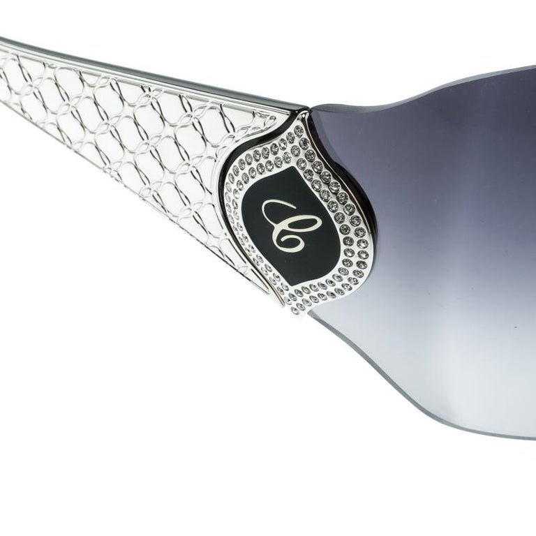 Chopard Black/Black Gradient SCH 883S Crystal Embellished Shield Sunglasses For Sale at 1stDibs