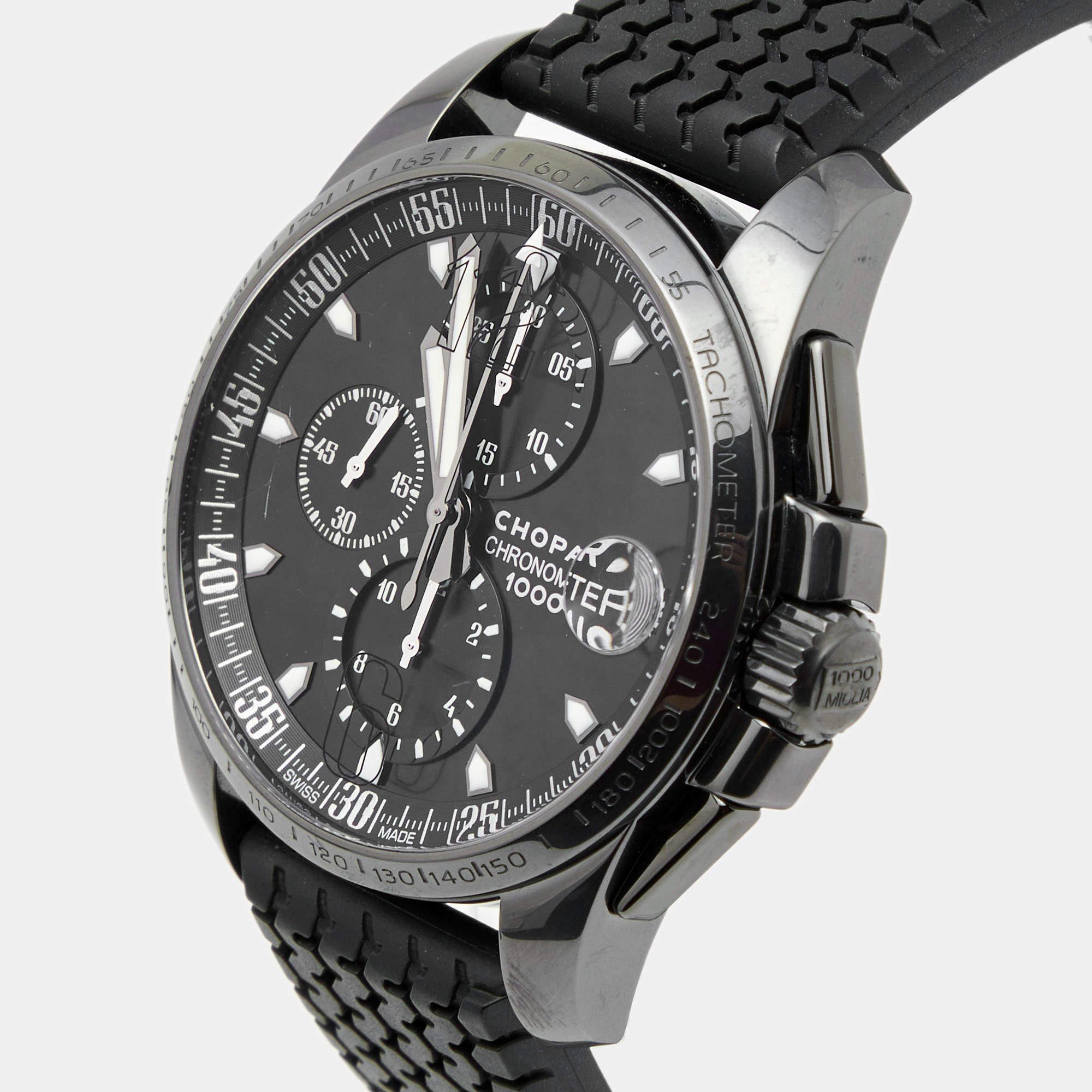 Chopard Black DL Coated Stainless Steel Rubber Mille Miglia Wristwatch ...
