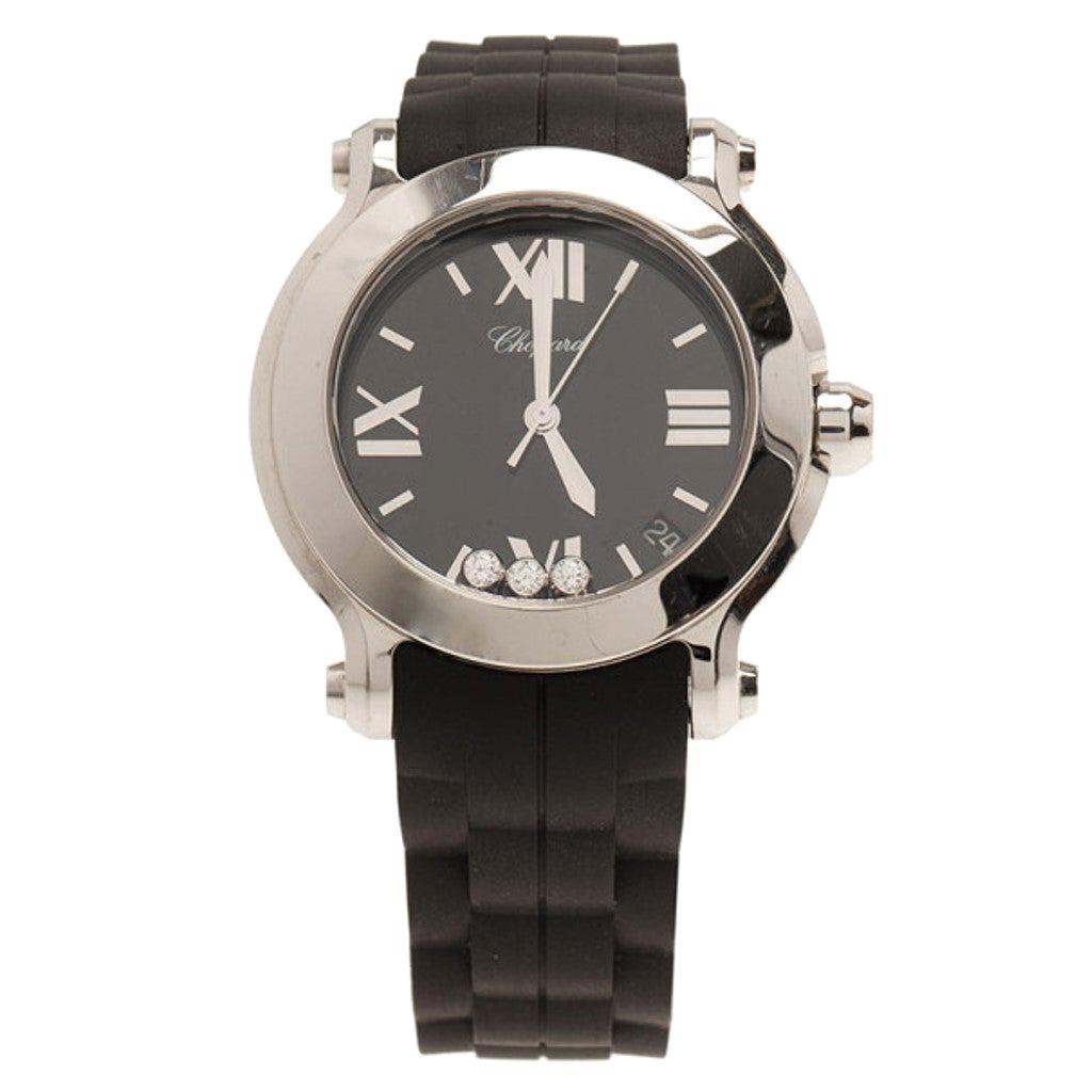 Chopard Black Stainless Steel Happy Sport Women's Wristwatch 35MM For ...