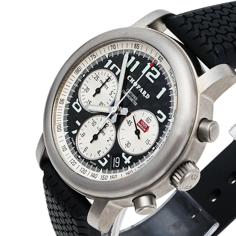 Chopard Black Titanium Happy Mille Miglia Chronograph Men's Wristwatch ...