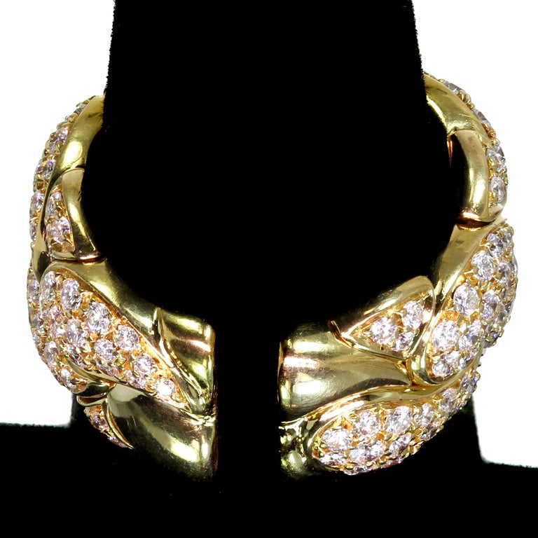 Chopard Casmir Full Pave Diamond Yellow Gold Cuff Band Ring. Sz. 6-6.5 ...