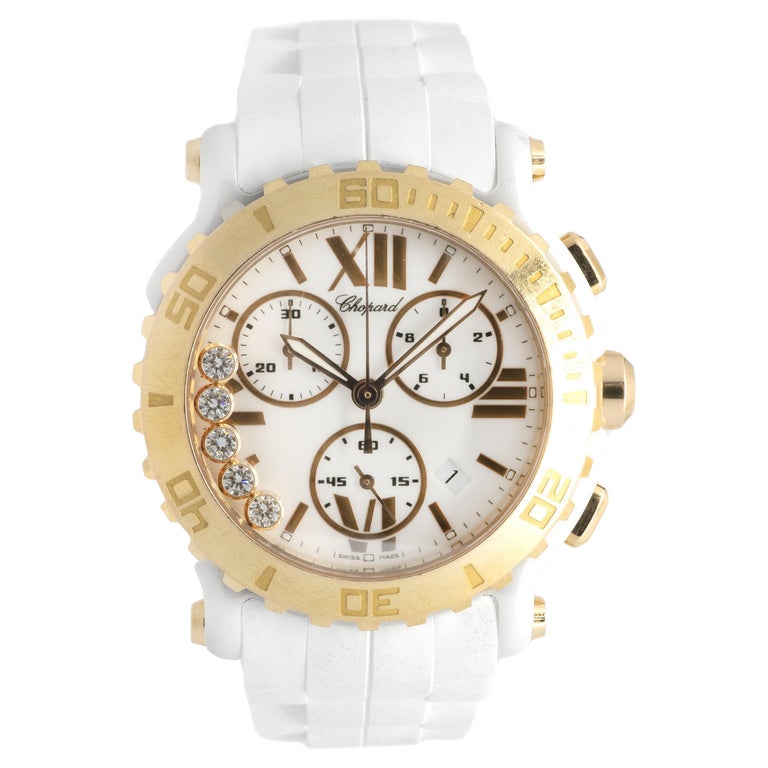 Chopard Ceramic and 18 Karat Rose Gold Happy Sport Diamond Chronograph ...