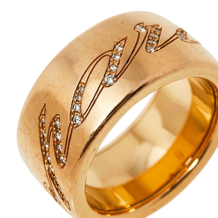 Chopard Chopardissimo Diamond 18K Rose Gold Rolling Band Ring Size 57 ...