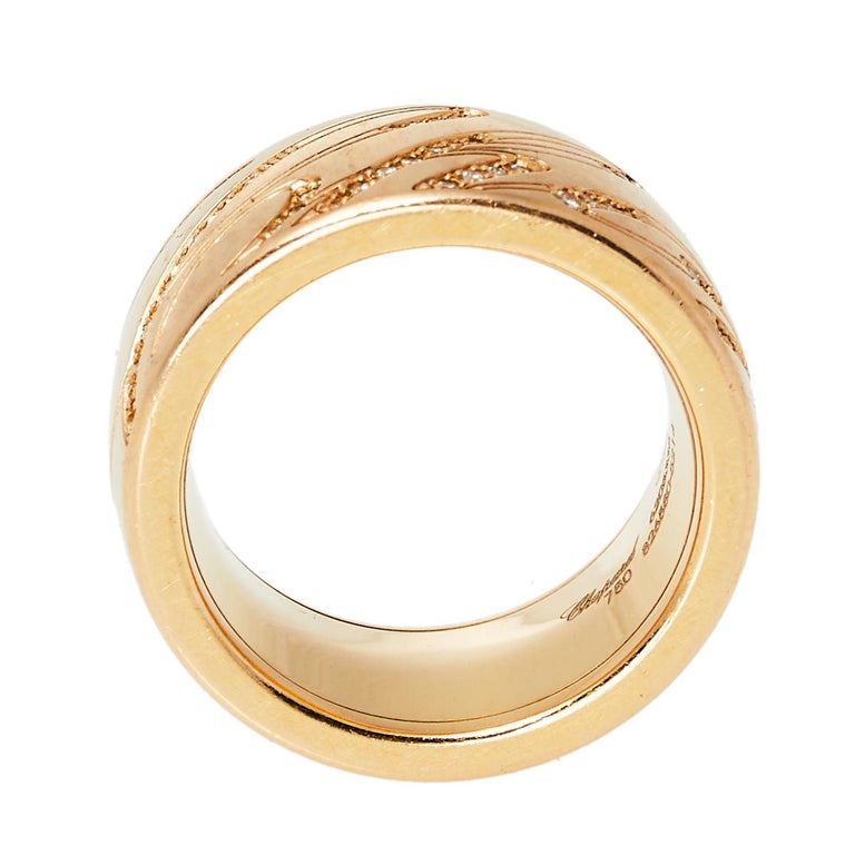 Chopard Chopardissimo Diamond 18K Rose Gold Rolling Band Ring Size 57 ...