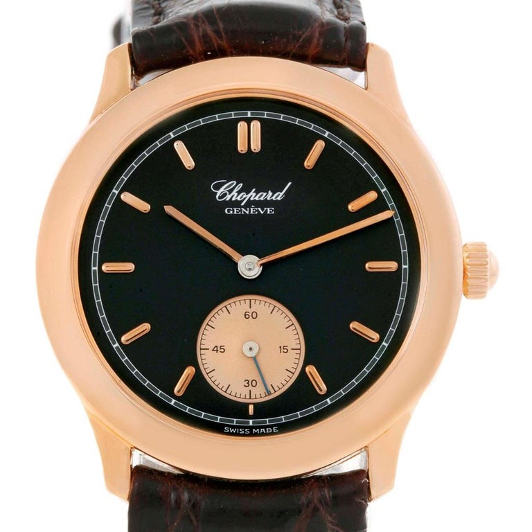 Chopard Classique Rose Gold Black Dial Mechanical Men’s Watch 16-1168 ...
