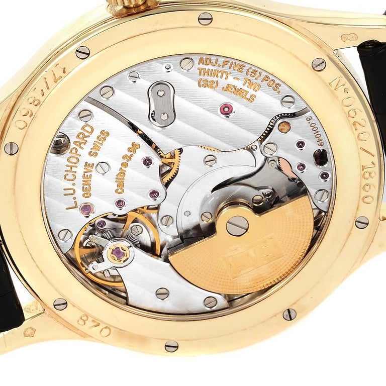 Chopard Classique Yellow Gold Silver Dial Diamond Mens Watch 1860 For ...