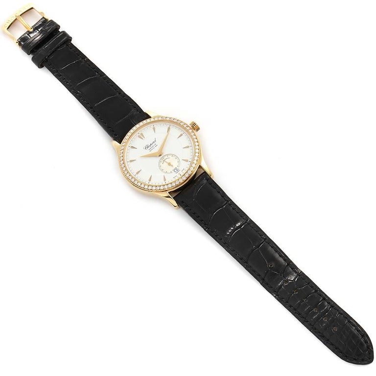 Chopard Classique Yellow Gold Silver Dial Diamond Mens Watch 1860 For ...