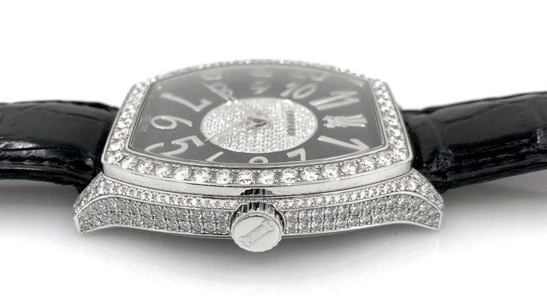 Chopard Diamond Black Leather Strap Watch For Sale at 1stDibs