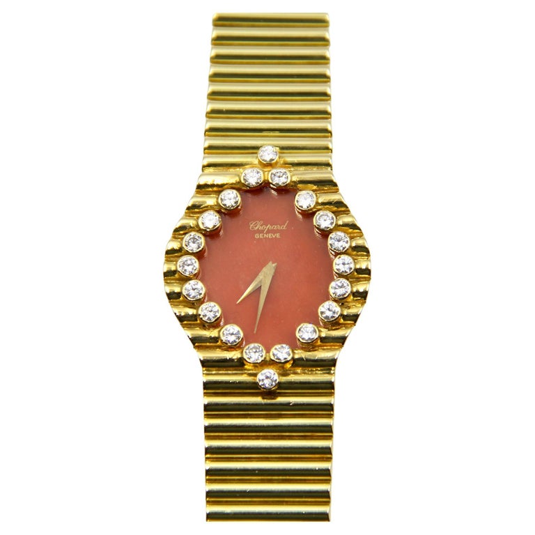 Chopard Diamond Coral Dial Watch For Sale at 1stDibs