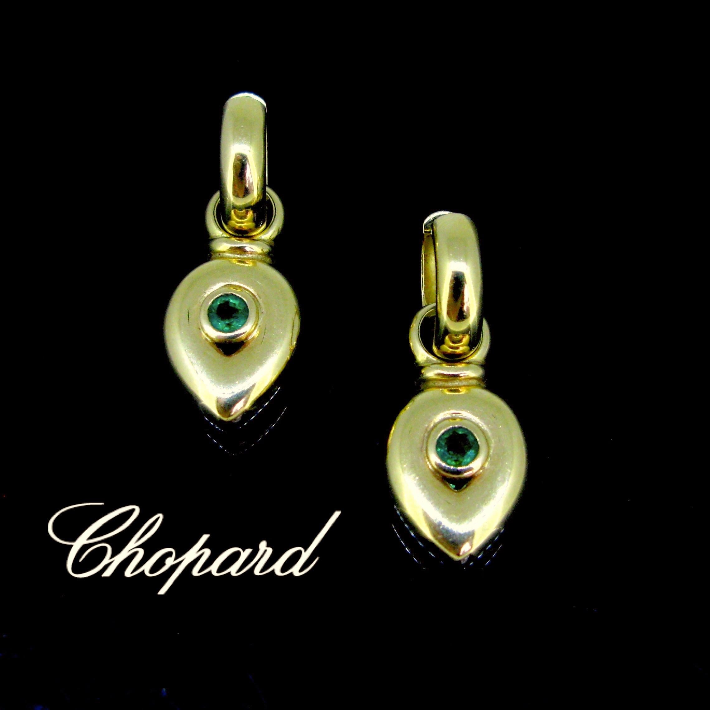 Chopard Emerald Day and Night Yellow Gold Earrings For Sale at 1stDibs ...