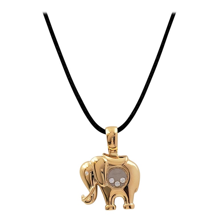 Chopard Floating 'Happy Diamond' Yellow Gold Elephant Pendant at 1stDibs