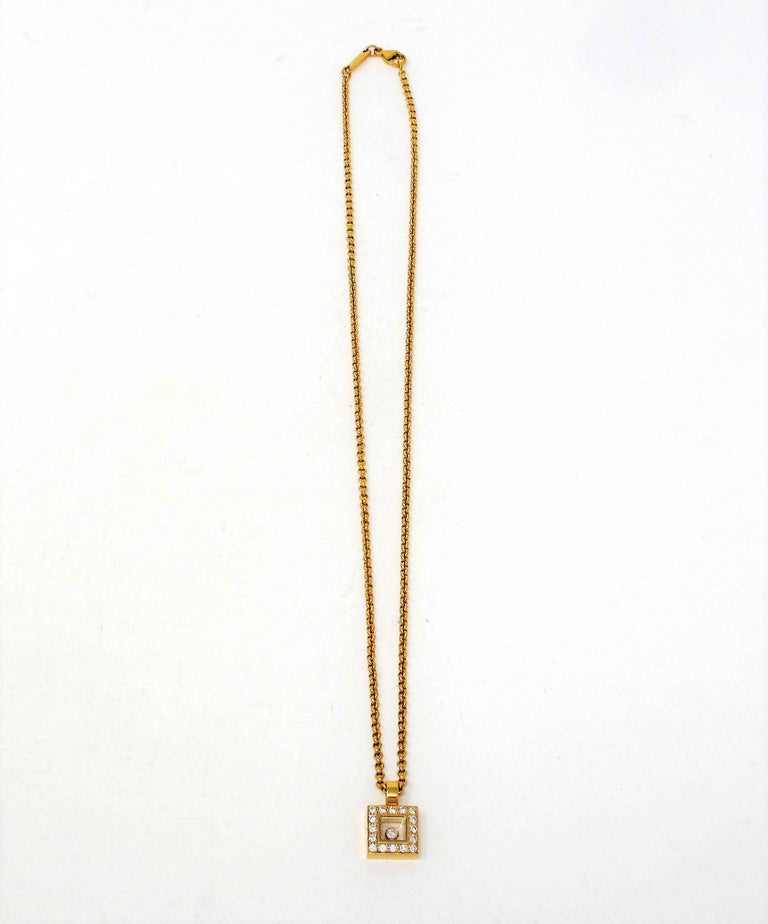 Chopard Floating Happy Diamonds Square Pendant Necklace in 18 Karat ...