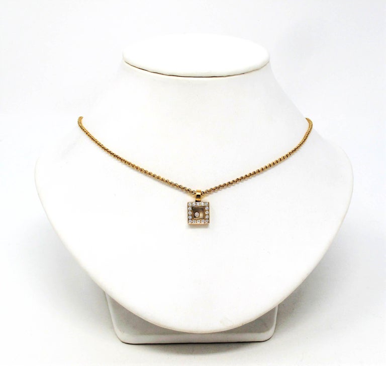 Chopard Floating Happy Diamonds Square Pendant Necklace in 18 Karat ...
