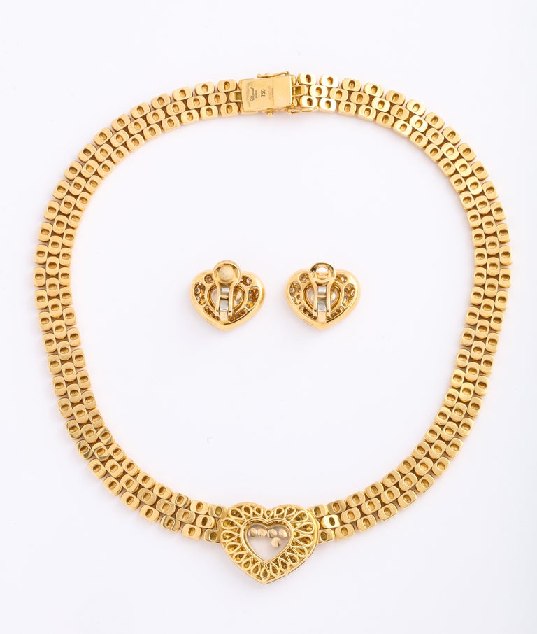 Chopard Geneve Floating Hearts Diamond Yellow Gold Choker and Clip-On ...