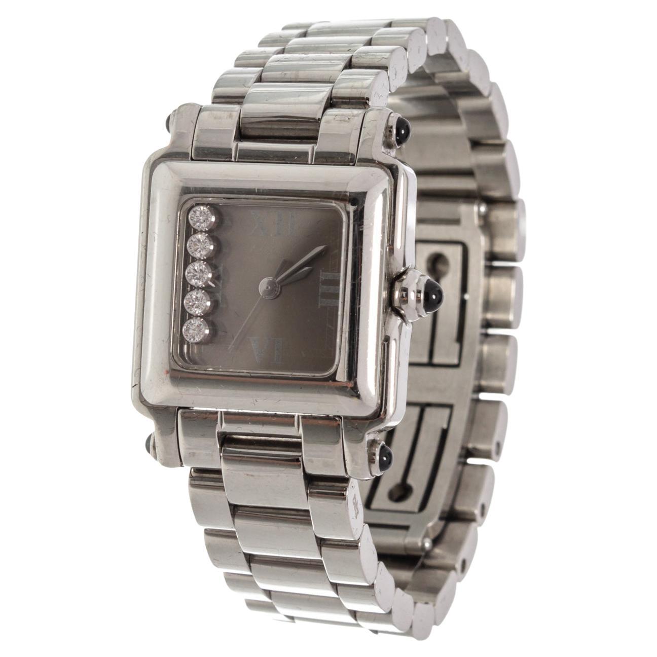 Chopard Gray Silver Happy Sport Watch For Sale at 1stDibs
