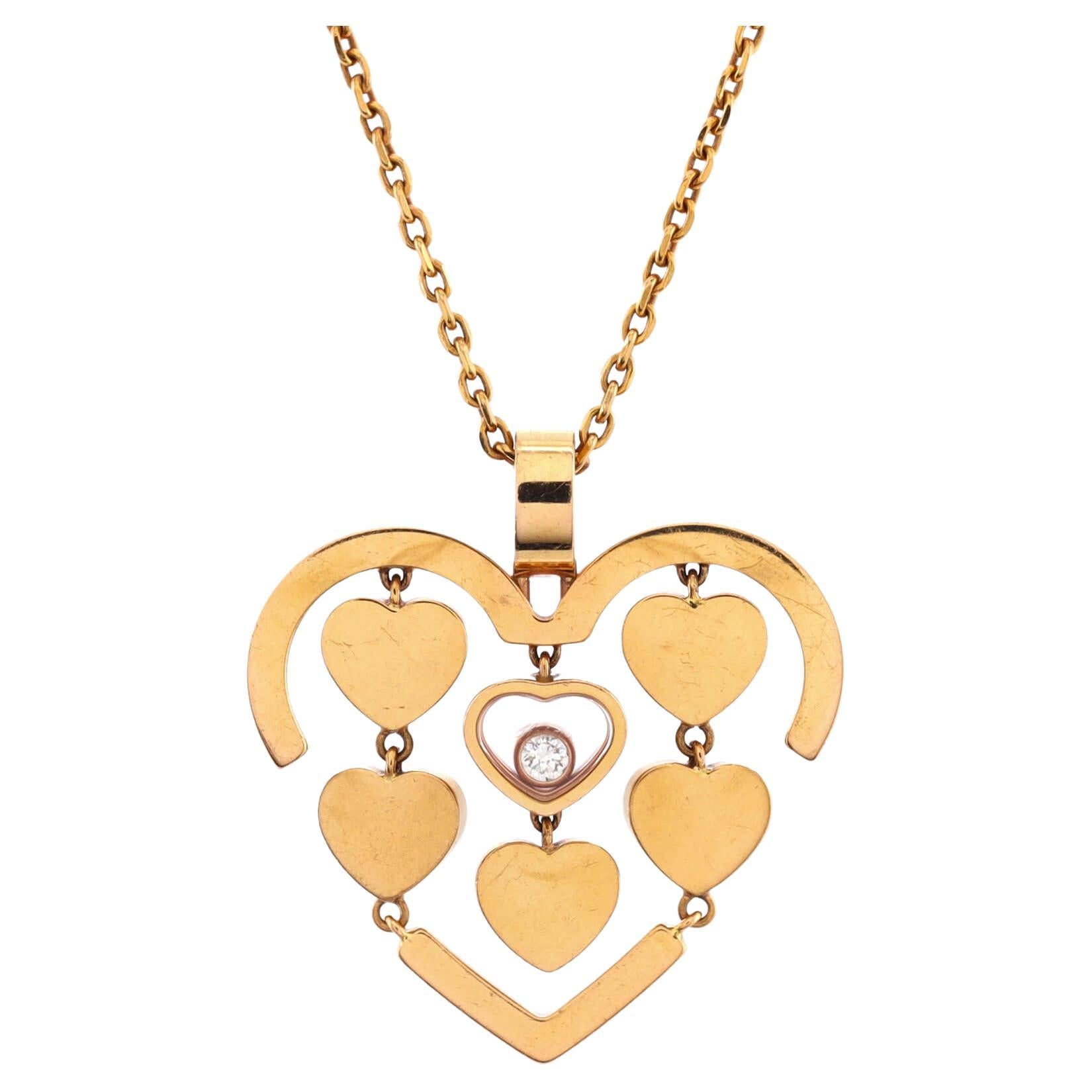 Chopard Happy Amore Rose Gold Diamond Heart Pendant Necklace at 1stDibs