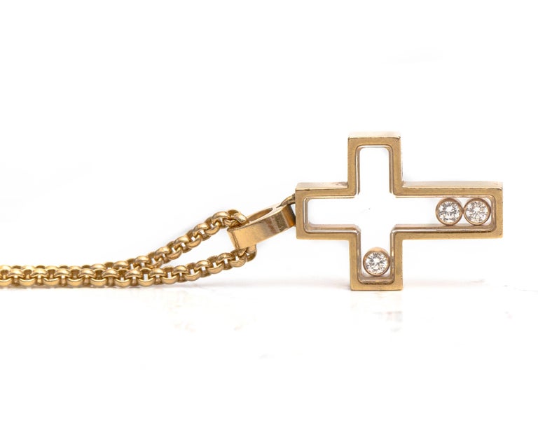 Chopard Happy Diamond 18 Karat Yellow Gold Cross Necklace at 1stDibs ...