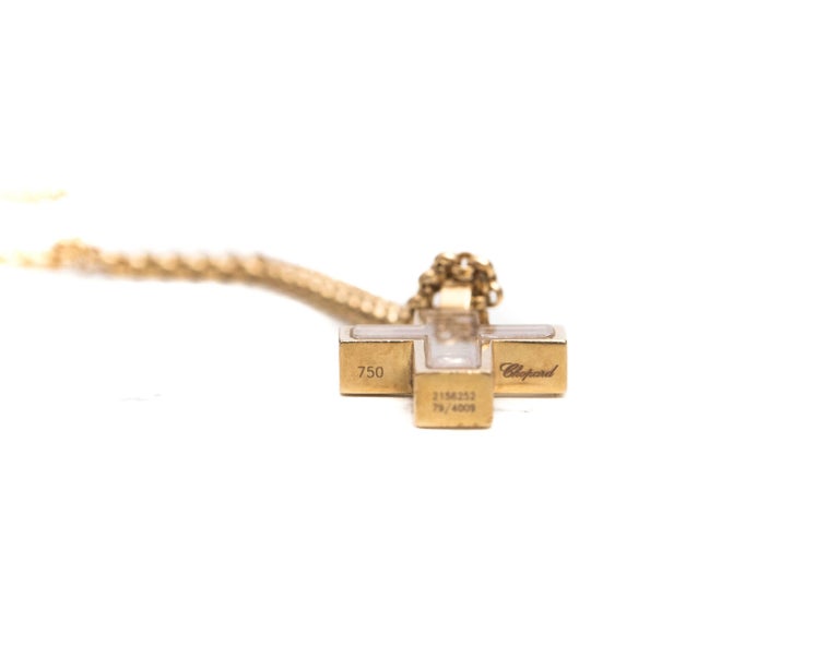 Chopard Happy Diamond 18 Karat Yellow Gold Cross Necklace at 1stDibs ...