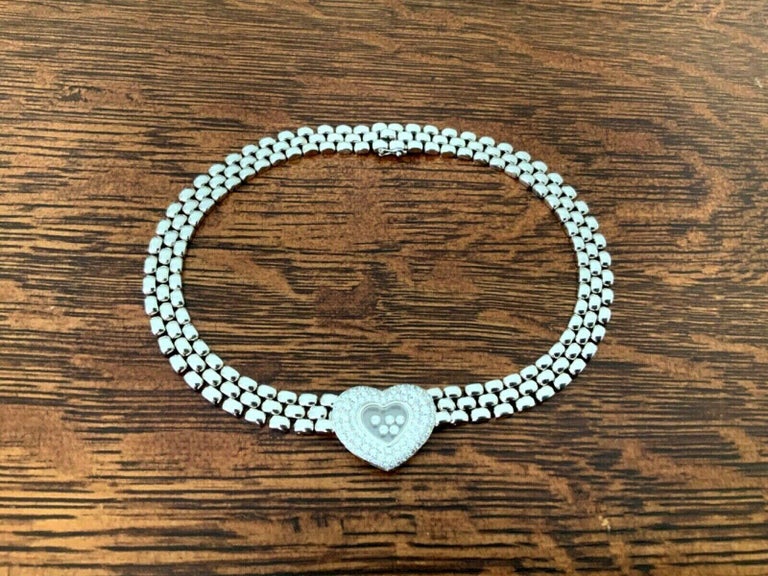 Chopard Happy Diamond 18 Karat White Gold Heart Necklace Choker 2.76 ...