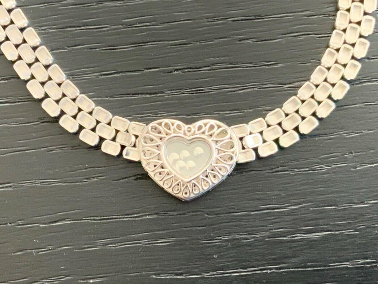 Chopard Happy Diamond 18 Karat White Gold Heart Necklace Choker 2.76 ...