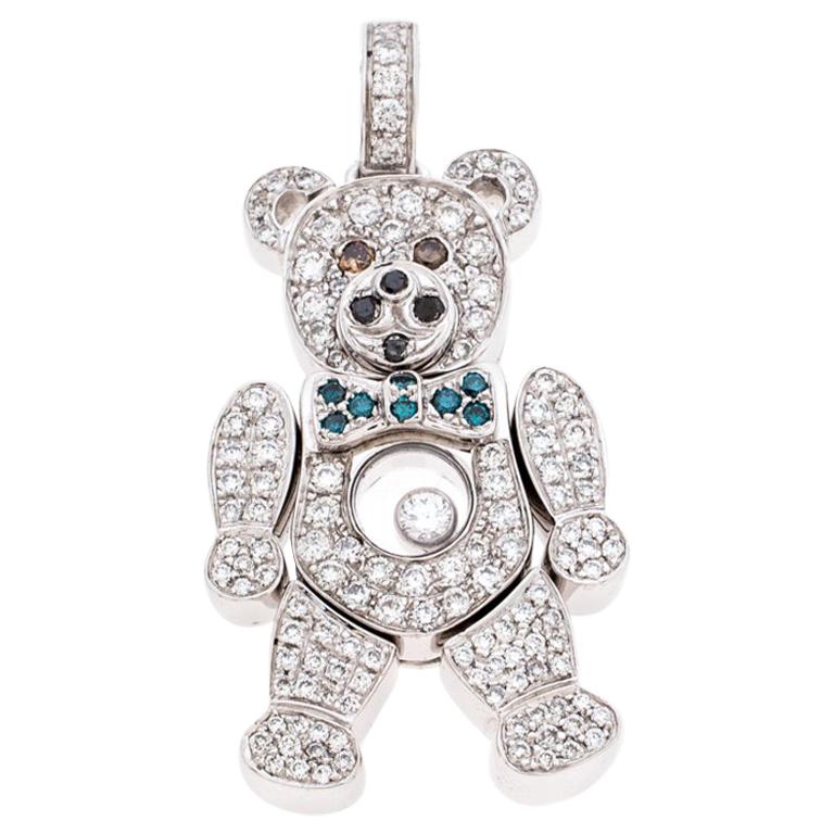 Chopard Happy Diamond 18k White Gold Teddy Bear Pendant For Sale at ...