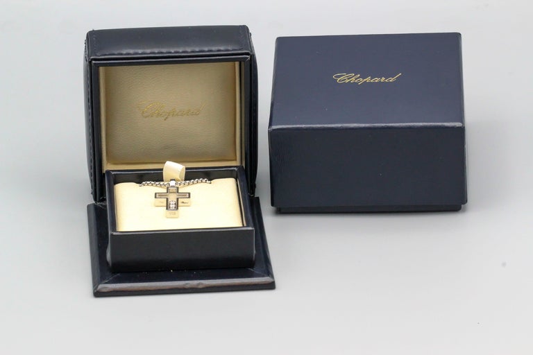 Chopard Happy Diamond and 18 Karat White Gold Cross Pendant Necklace at ...