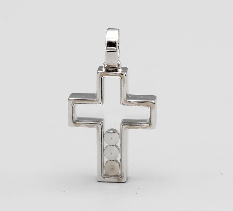 Chopard Happy Diamond and 18 Karat White Gold Cross Pendant at 1stDibs