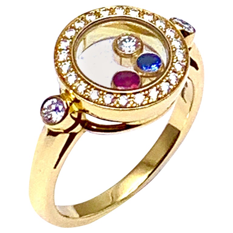 Chopard Happy Diamond Collection Diamond Ruby and Sapphire Fashion Ring ...