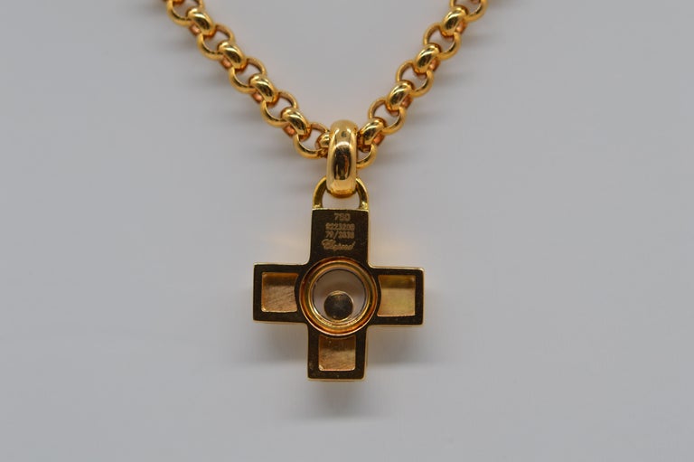 Chopard Happy Diamond Cross Pendant 18K Yellow Gold Unworn For Sale at ...