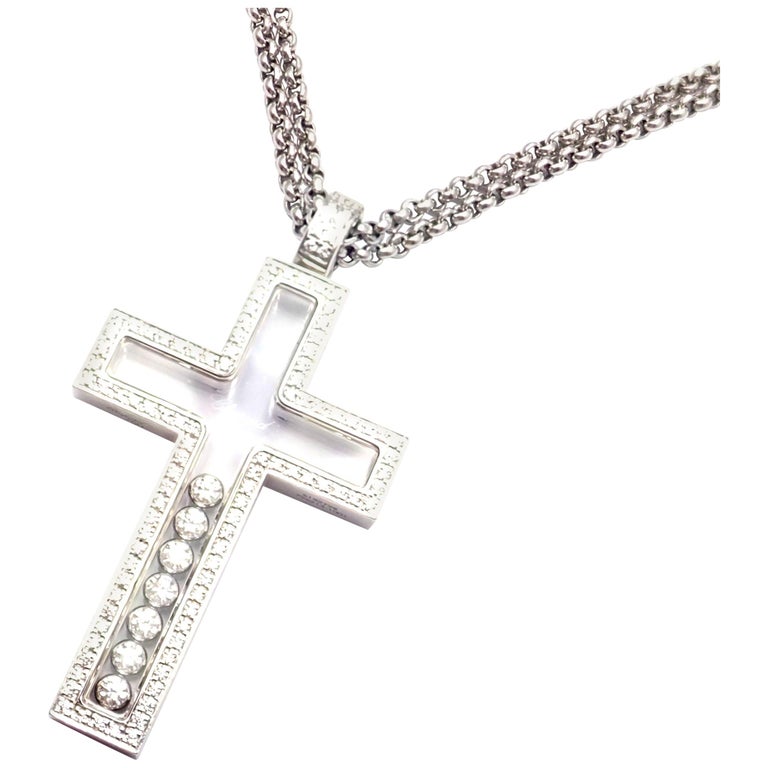 Chopard Happy Diamond Cross White Gold Pendant Necklace at 1stDibs ...