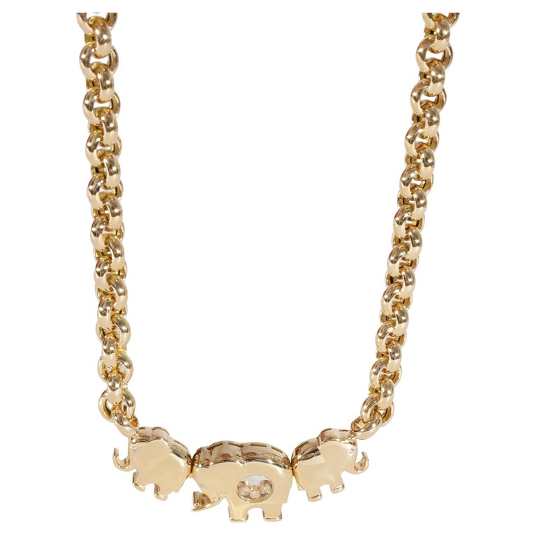Chopard Happy Diamond Elephant Necklace in 18k Yellow Gold 0.18 CTW For ...