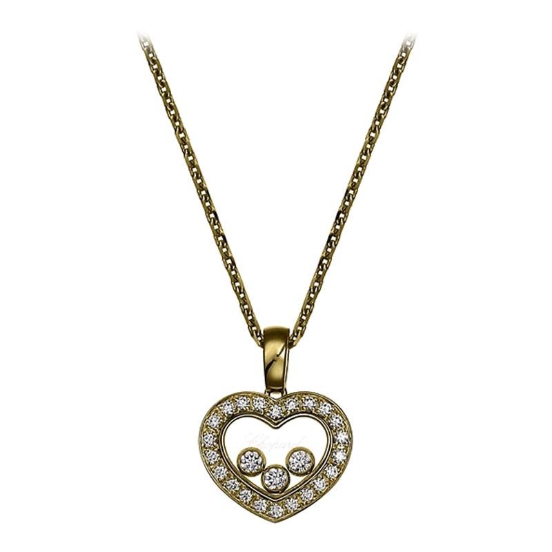 Chopard Happy Heart Diamond and 18k Yellow Gold Pendant Necklace For ...