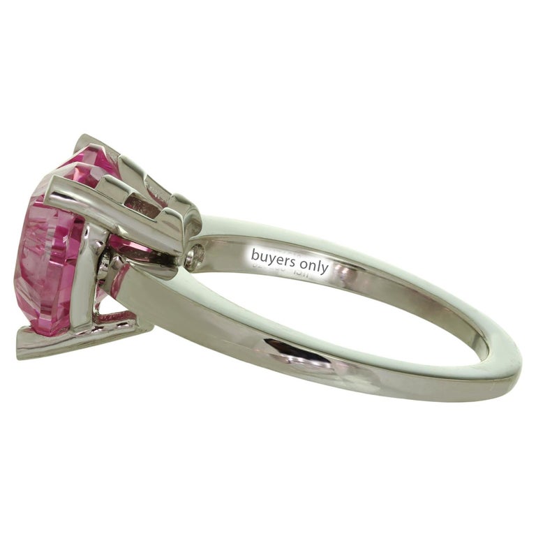 CHOPARD Happy Diamond Heart Pink Quartz 18k White Gold Ring For Sale at ...