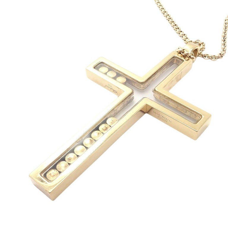Chopard Happy Diamond Large Cross Yellow Gold Pendant Necklace at 1stDibs