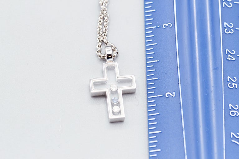 Chopard Happy Diamond Sapphire 18 Karat White Gold Cross Pendant ...