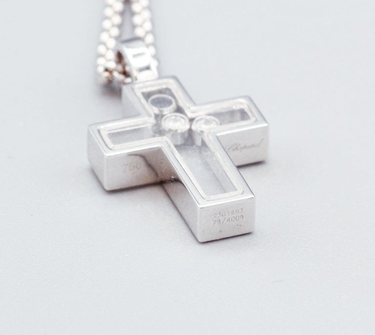 Chopard Happy Diamond Sapphire 18 Karat White Gold Cross Pendant ...
