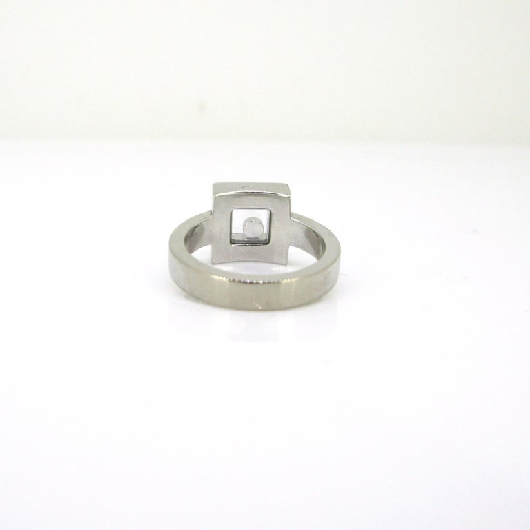 Chopard Happy Diamond Square Ring, 18 Karat White Gold, Switzerland For ...