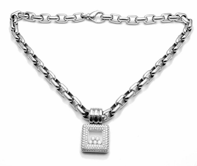 Chopard Happy Diamond Square White Gold Pendant Necklace at 1stDibs ...