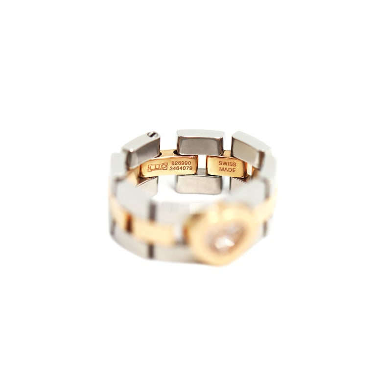 Chopard Happy Diamond Steel and Rose Gold Panther Link Flex Ring at ...