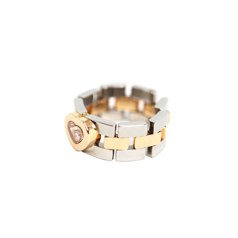 Chopard Happy Diamond Steel and Rose Gold Panther Link Flex Ring at ...